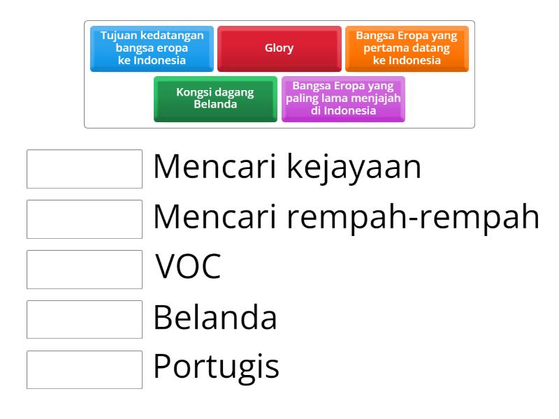 Kedatangan Bangsa Asing ke Indonesia - Match up