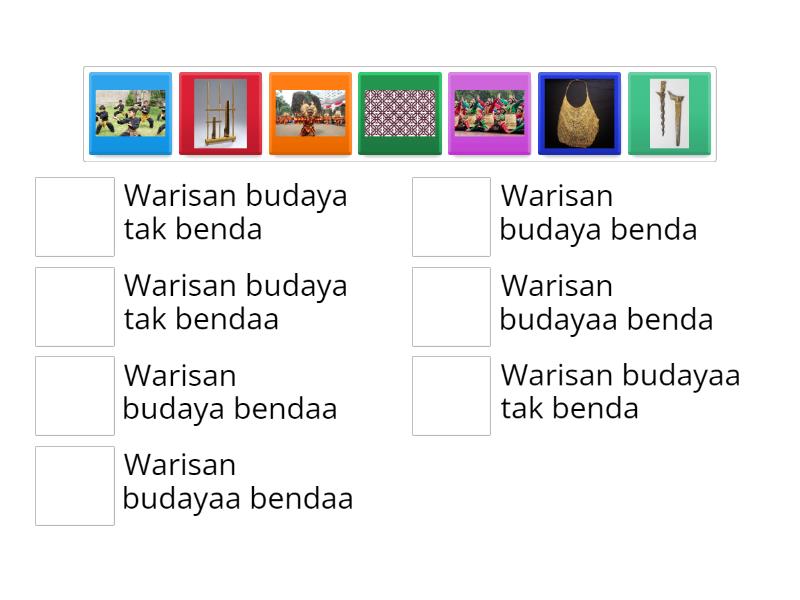 WARISAN BUDAYA BENDA DAN TAK BENDA - Match up