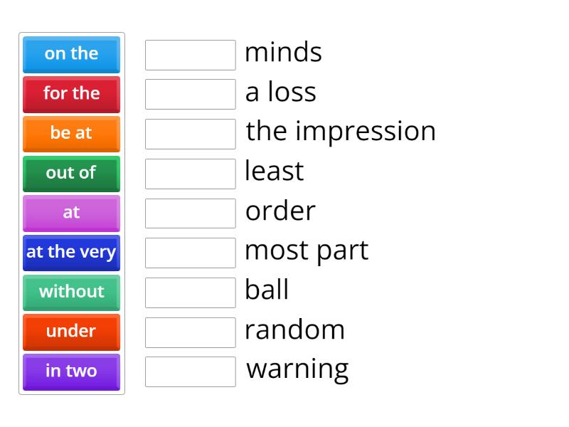 Prepositional Phrases - Match up