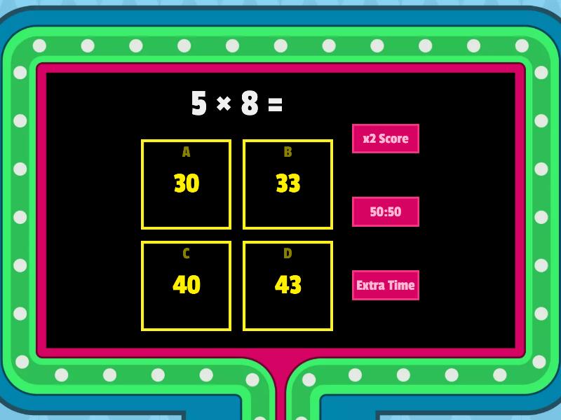 Multiplication table (5) - Gameshow quiz
