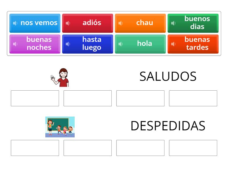 saludos y despedidas - Ordenar por grupo