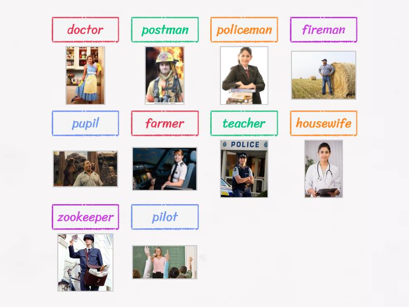 FAF, grade 1, Unit 4, jobs - Match up