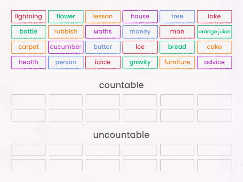 countable / uncountable - Group sort