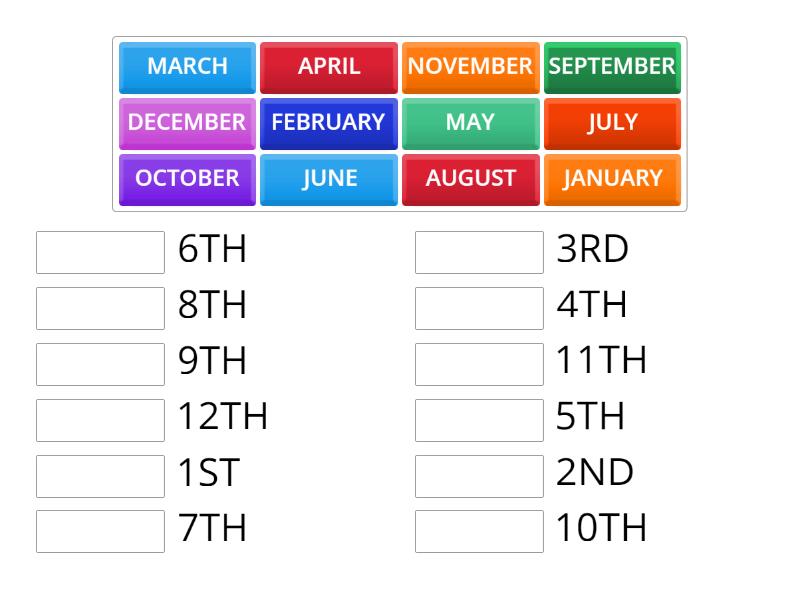 MONTHS IN ORDER - Match up
