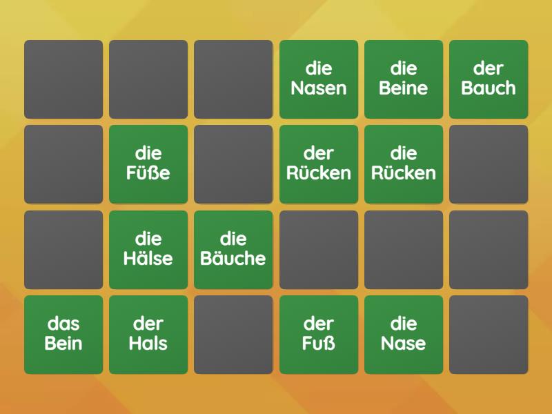 Körperteile Memory - Klasse! A1.2 - Matching pairs