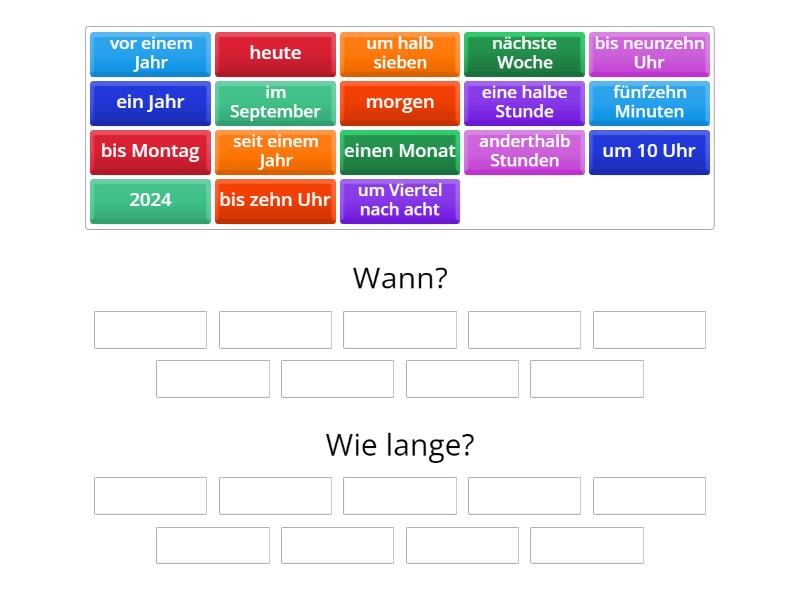 BL A2.1 Wann oder Wie lange? - Group sort