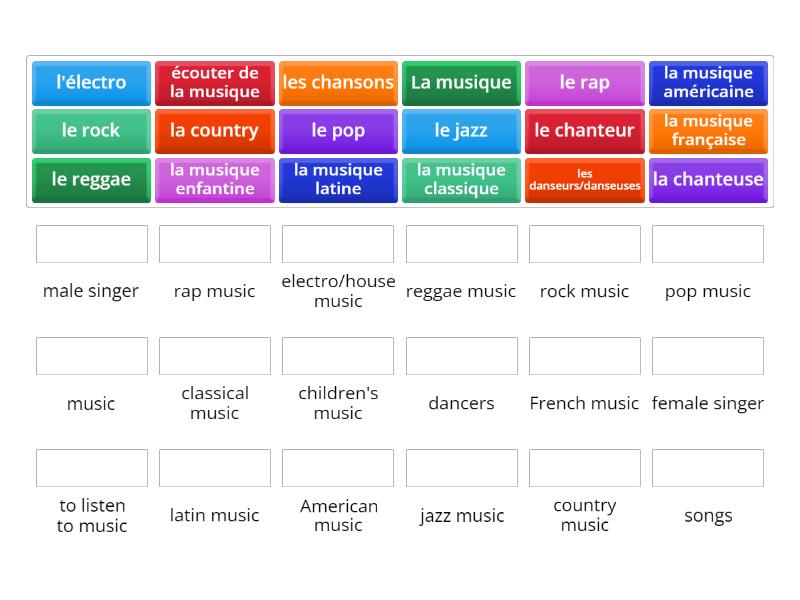 5D: La musique: le vocabulaire - Match up