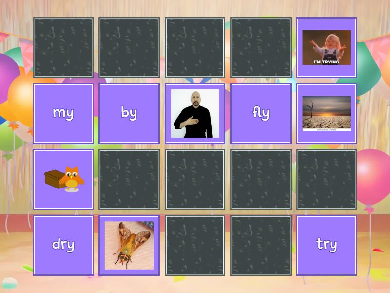 Spelling: y as in fly - Matching pairs
