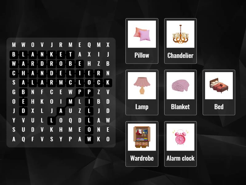 In the Bedroom - Wordsearch