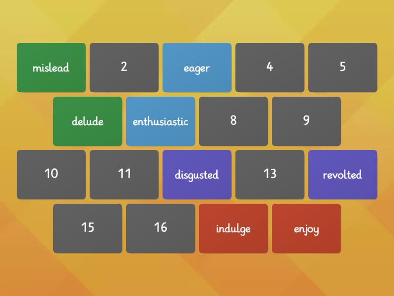 Unit 3A Vocabulary - Synonyms - Matching pairs