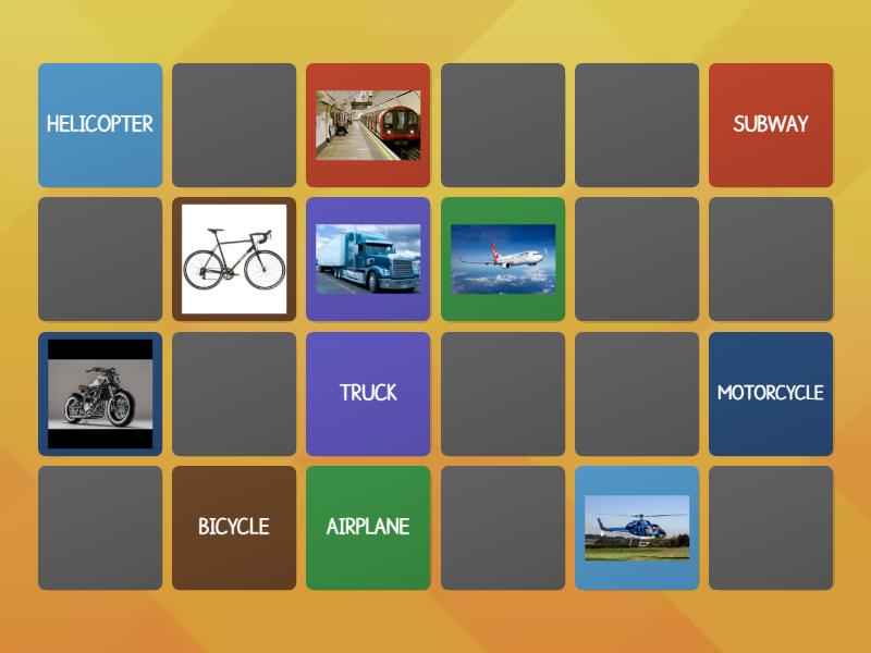 transportation memory game - Matching pairs