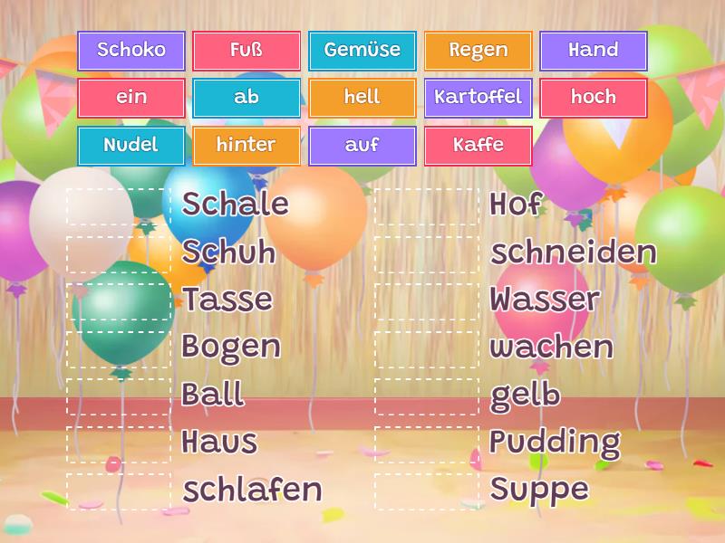 Zusammengesetzte Wörter - Match up