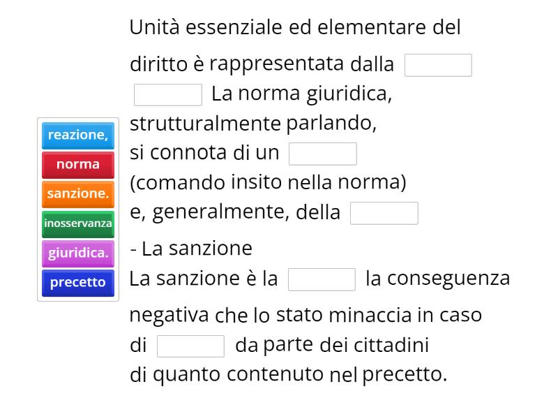NORME GIURIDICHE RECAP - Complete the sentence