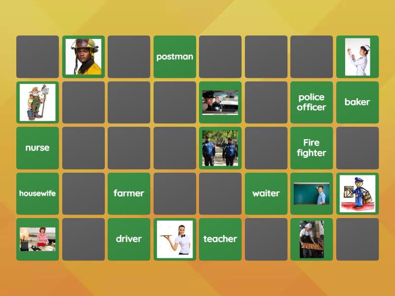 Jobs and Occupations memory game - Matching pairs