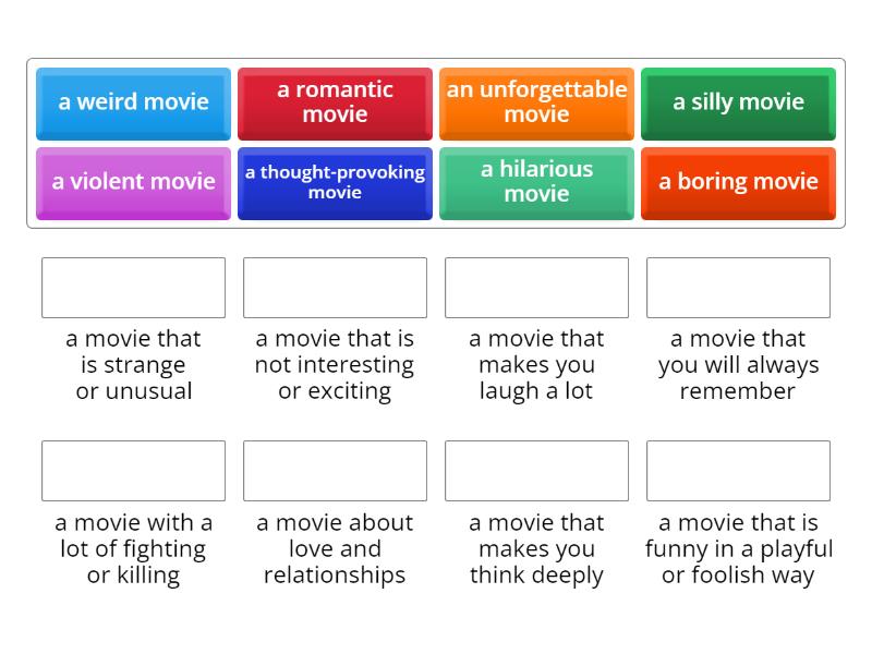 Adjectives to describe movies - Match up