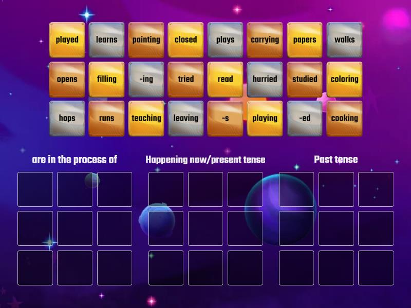 Word Sort -ing, -ed, -s - Group sort