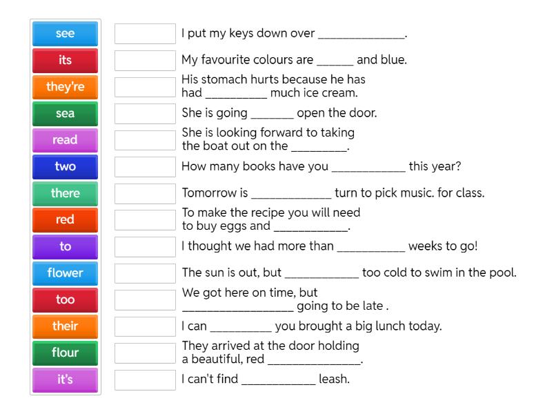 Homophones practice - Match up