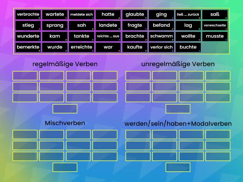 Verben im Präteritum - Group sort