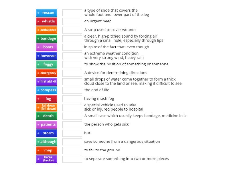 Unit 10. Vocab 1~18 - Match up