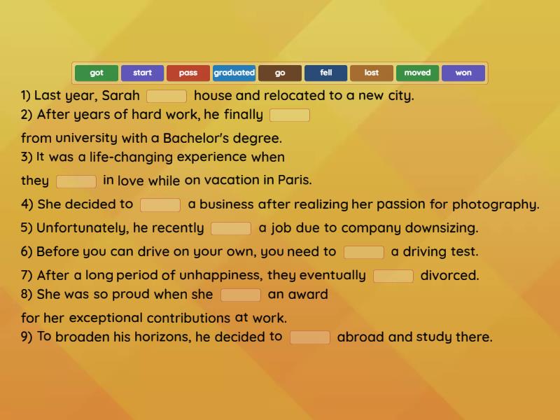 Life events. Milestones (7B Roadmap B1) - Complete the sentence