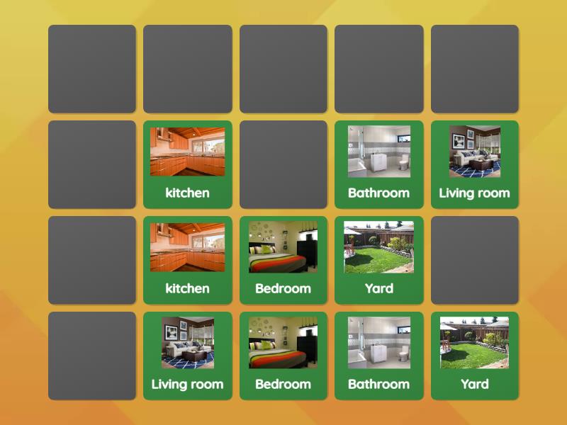 Memory game. Parts of the house - Matching pairs