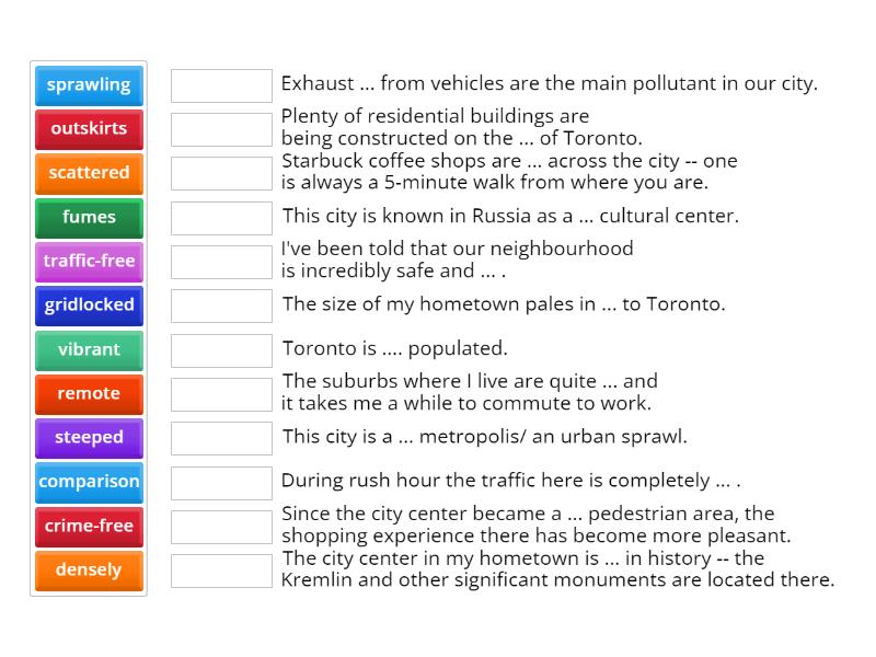 Urban Live City IELTS vocabulary - Match up