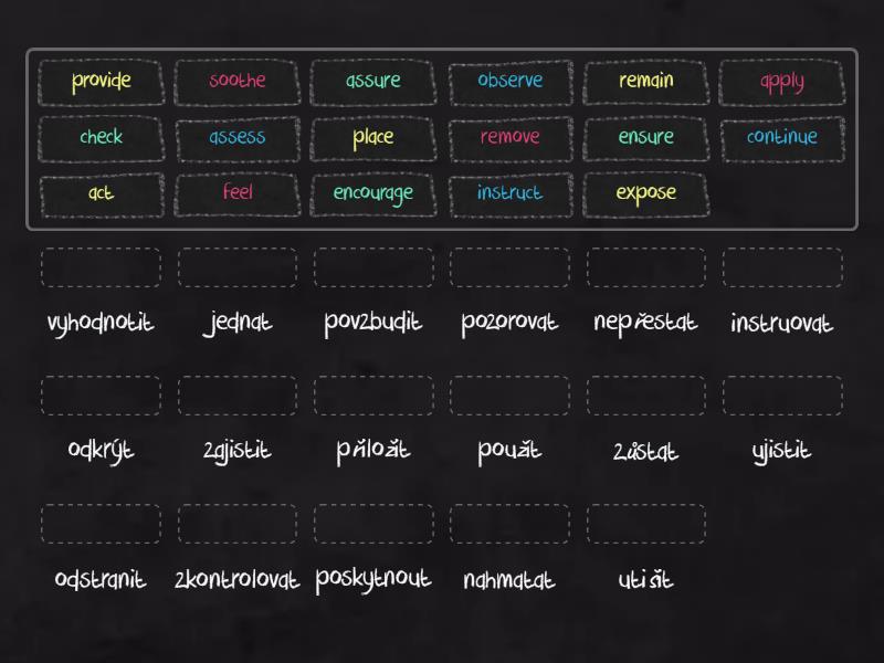 Injuries / first aid - Useful verbs part 1 - Match up