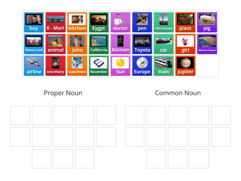 Homework - Classify the Nouns - Group sort