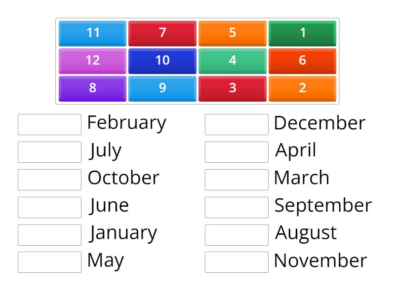 Months - read and sequence - Match up