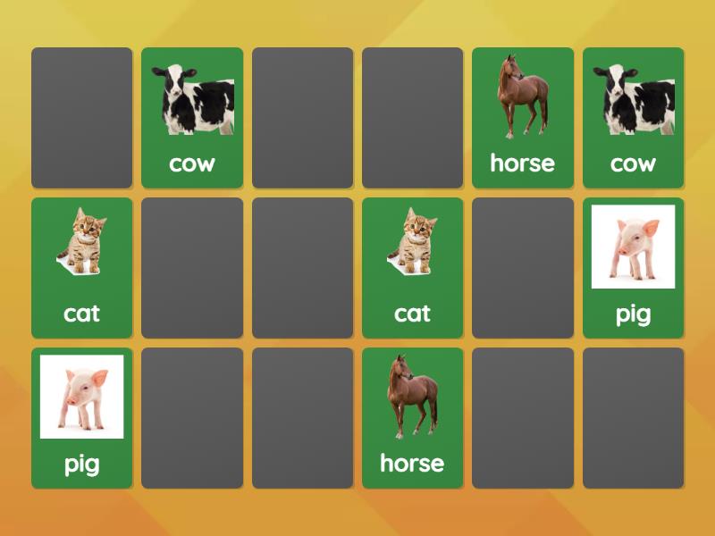 On the Farm- Animal vocabulary - Matching pairs