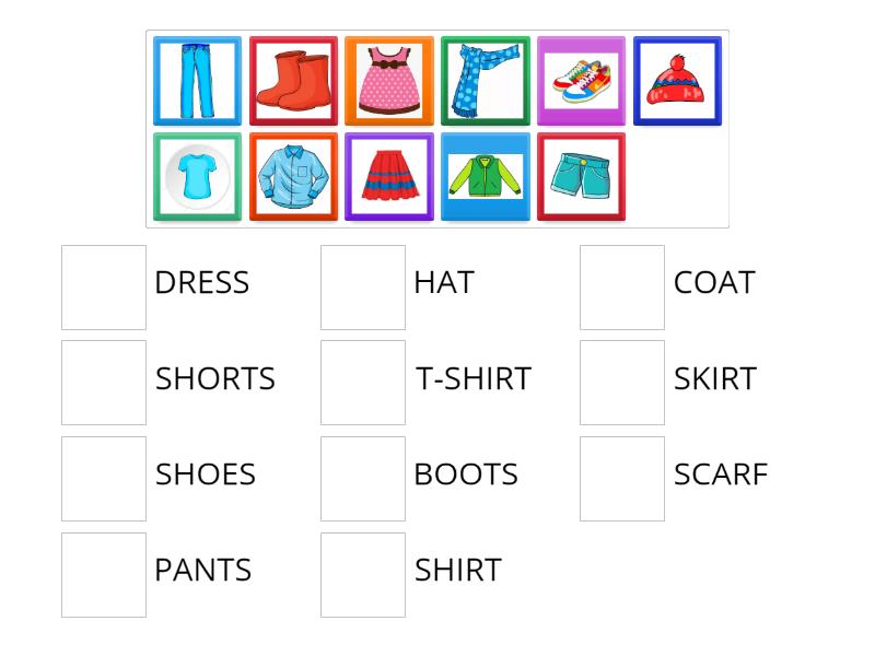 Clothes Vocabulary review - Match up
