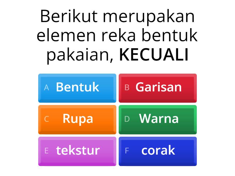 KUIZ ELEMEN DAN PRINSIP ASAS SENI REKA - Cuestionario