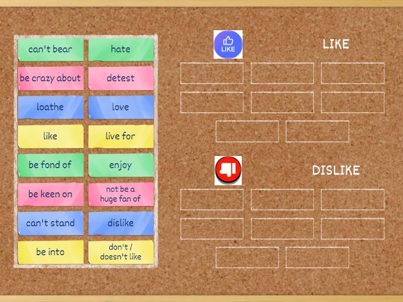 expressing likes and dislikes - Group sort