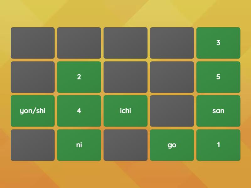 Japanese numbers 1-10 (Romaji version) - Matching pairs