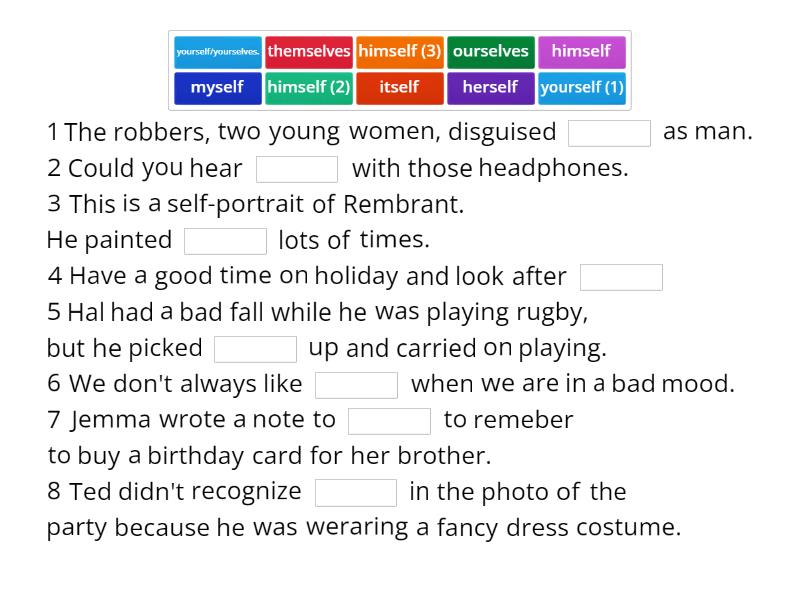 Reflexive pronouns - homework - Missing word