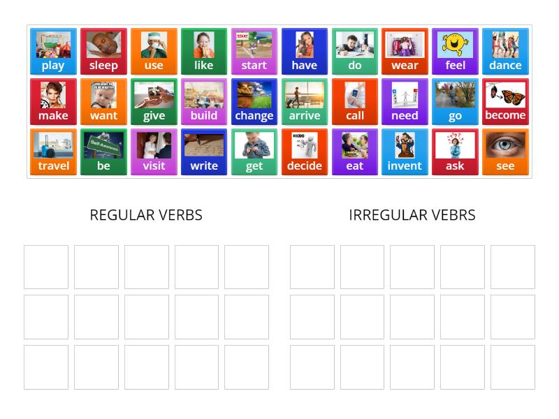 Classify Regular and Irregular Verbs - Group sort