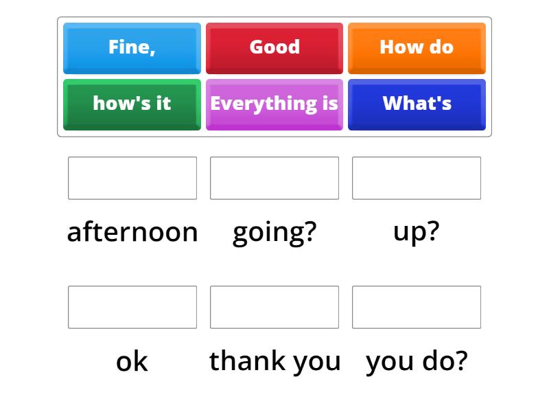 Match the phrases - Match up