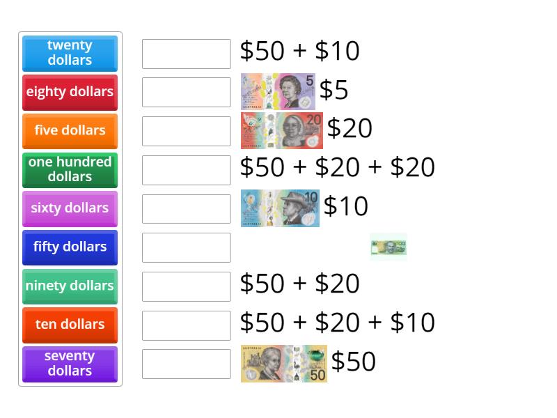 Australian money - Match up