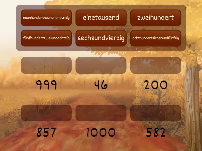 Die Zahlen bis 1000 - Match up