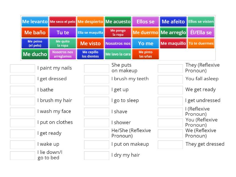 Reflexive Verbs - Match up