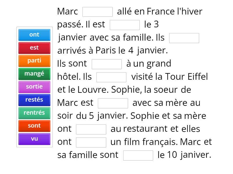 Passé Composé (être and avoir) - Complete the sentence
