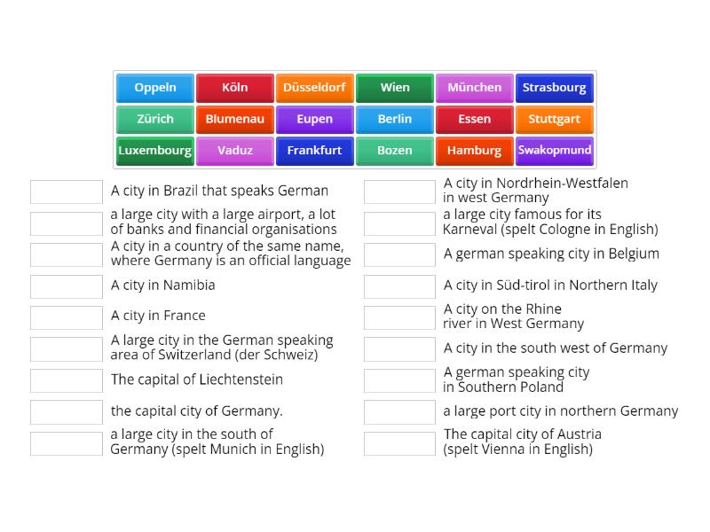 German speaking cities - Match up