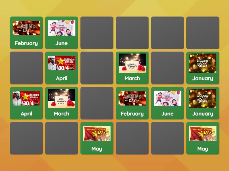 Months of the year - Matching pairs