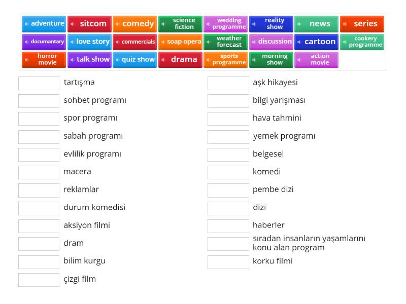 TYPES OF TV PROGRAMMES - Match up