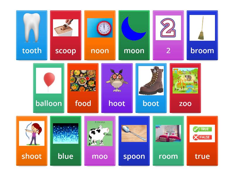 long "OO" sound words - Flip tiles