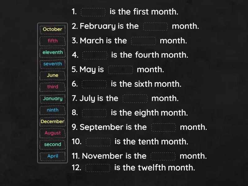 Months - Complete the sentence