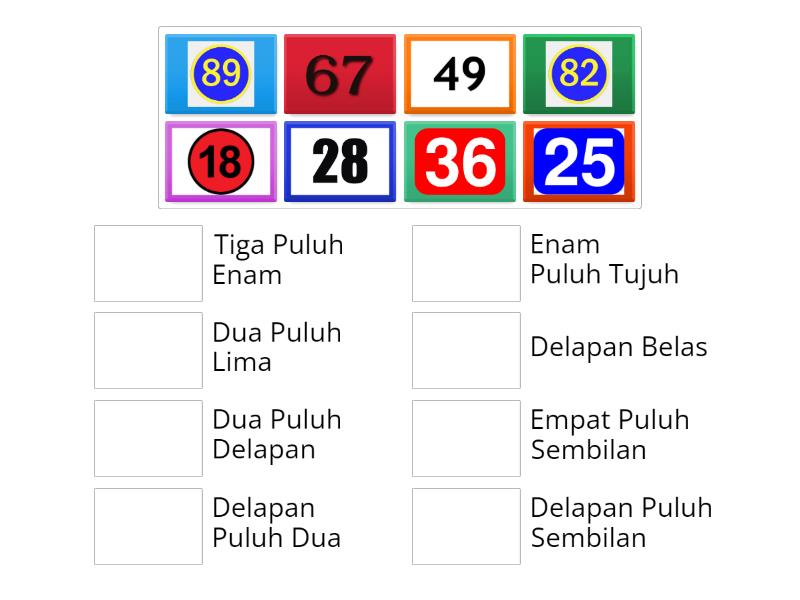 Membaca Kalimat Bilangan Dua Angka - Match up