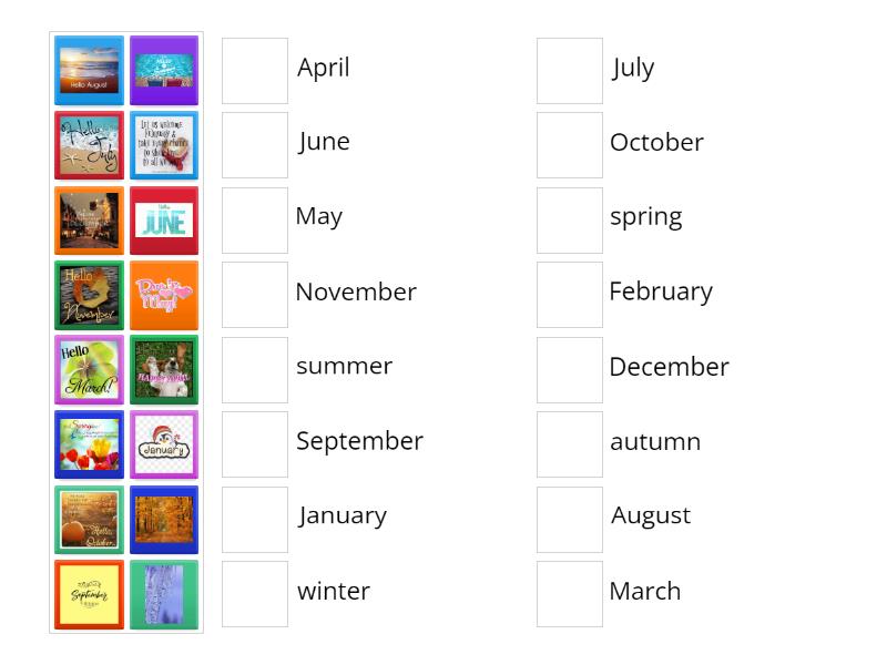 Seasons + Months - Match up