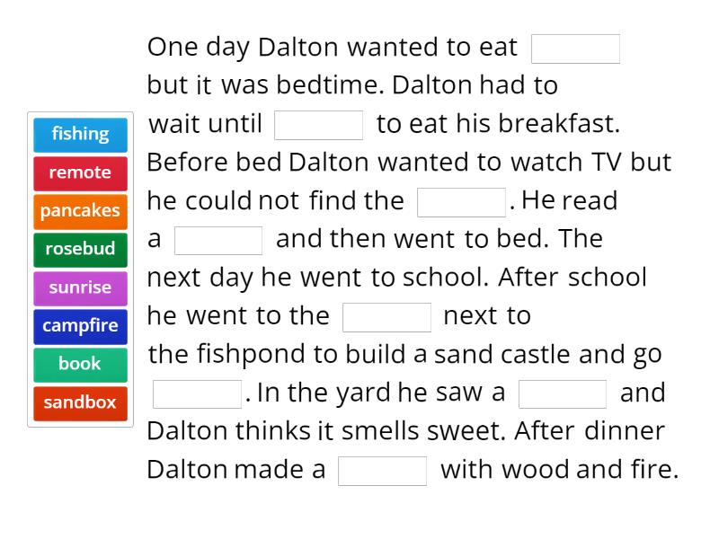 Dalton's Story - Complete the sentence