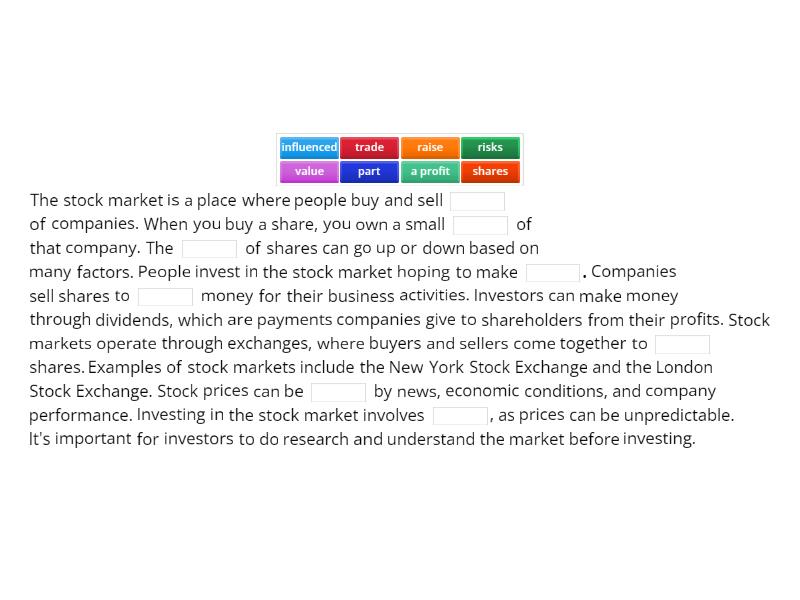 14. Stock Market (Exchange) - Complete the sentence
